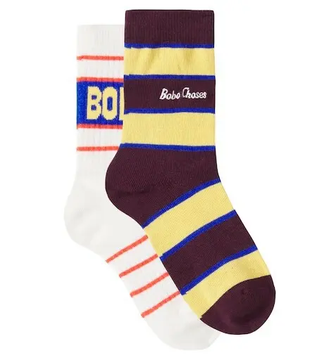 BOBO CHOSES Logo Set Of 2 Cotton-blend Socks - Multicolor