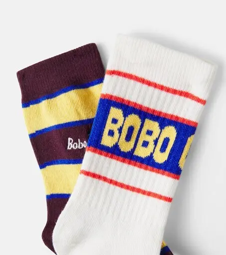 BOBO CHOSES Logo Set Of 2 Cotton-blend Socks