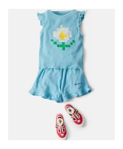 BOBO CHOSES Pixel Daisy Ruffled Cotton Top