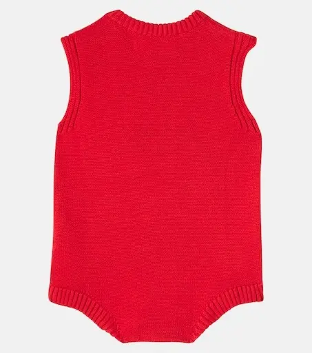 BOBO CHOSES Baby Pixel Strawberry Cotton Playsuit