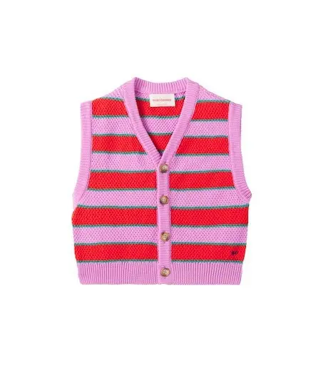 BOBO CHOSES Striped Cotton Sweater Vest - Pink