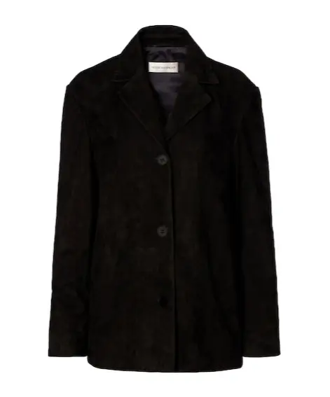 Nour Hammour Solid Suede Blazer - Black