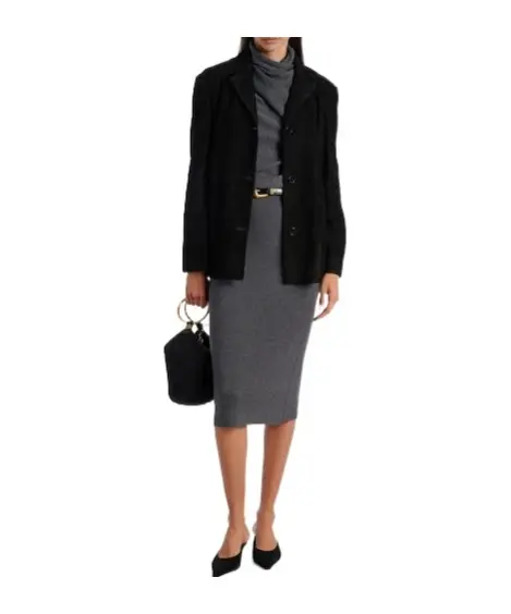 Nour Hammour Solid Suede Blazer