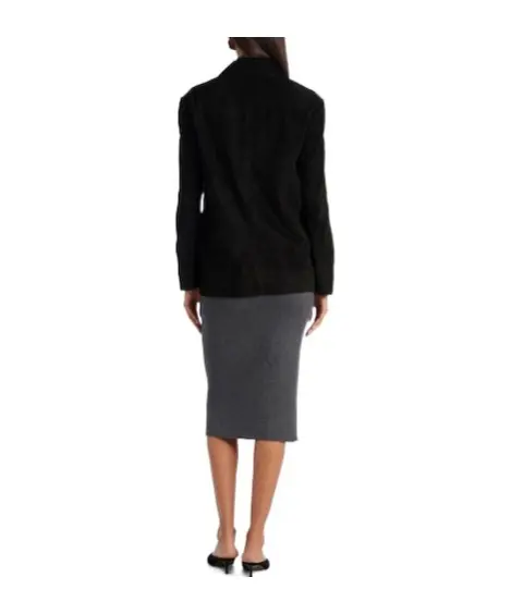 Nour Hammour Solid Suede Blazer
