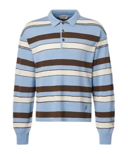 J.W.ANDERSON Striped Long-sleeve Polo - Blue
