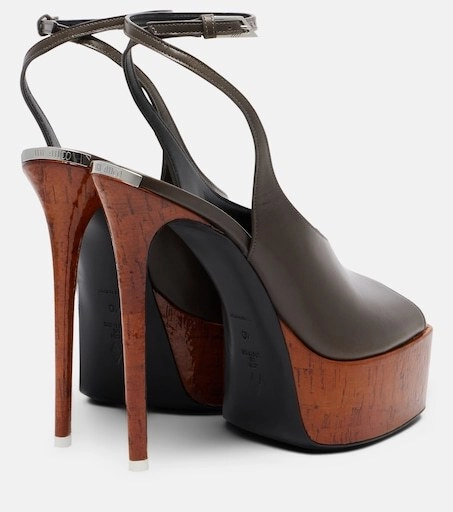 Attico Ornella Leather Platform Slingback Sandals