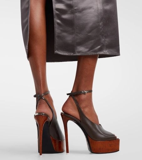 Attico Ornella Leather Platform Slingback Sandals