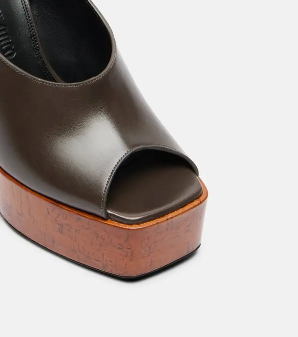 Attico Ornella Leather Platform Slingback Sandals