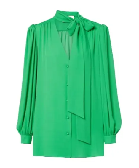 Valentino Garavani Tie-neck Silk Georgette Blouse - Green