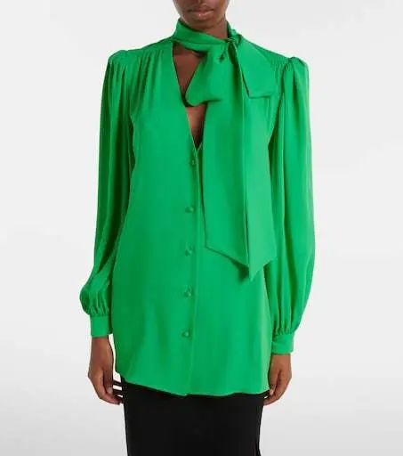 Valentino Garavani Tie-neck Silk Georgette Blouse