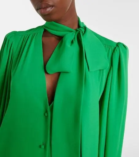Valentino Garavani Tie-neck Silk Georgette Blouse