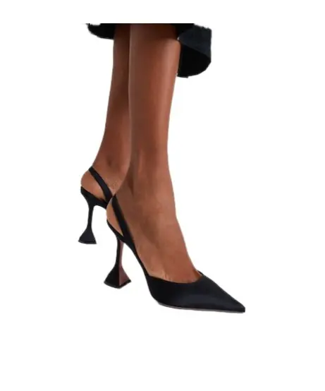 Amina Muaddi Shiny Satin High Heels