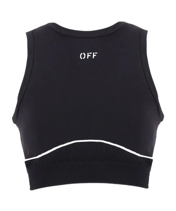 Off-White Logo Trimmed Crop Top - Black