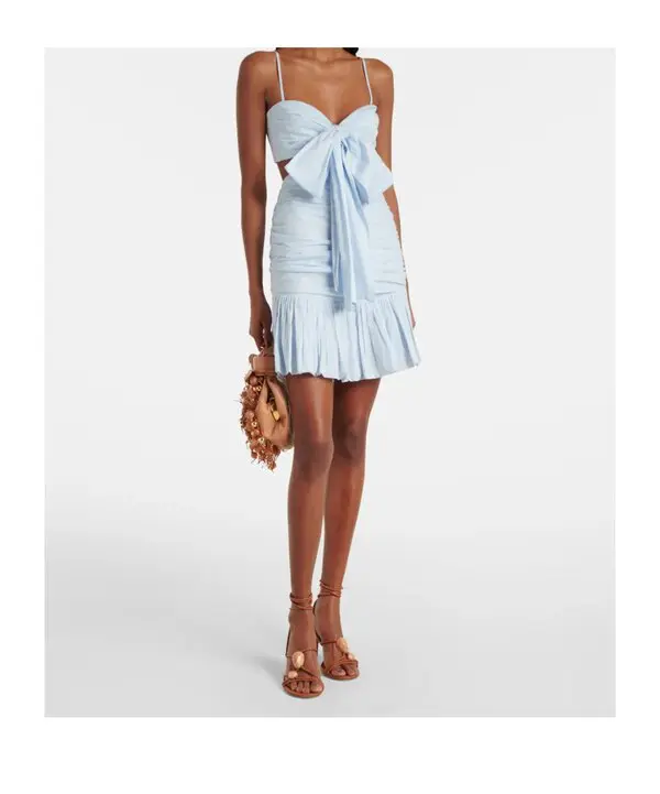 Zimmermann Rhiannon Bow Detail Cotton Mini Dress