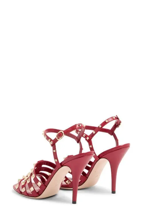Valentino Garavani Rockstud Ankle Strap Sandal - Red