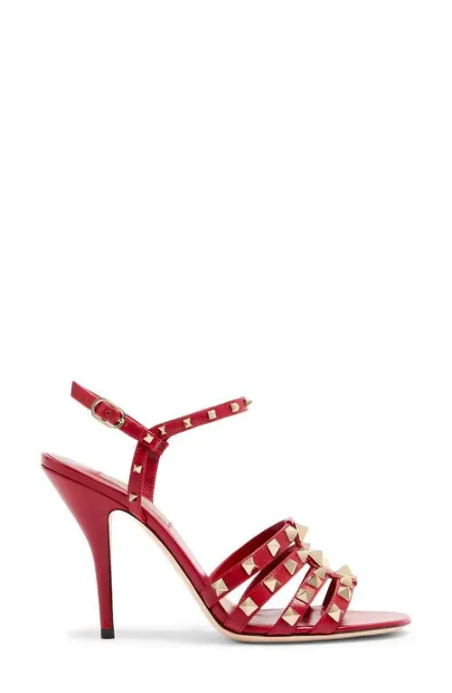 Valentino Garavani Rockstud Ankle Strap Sandal - Red