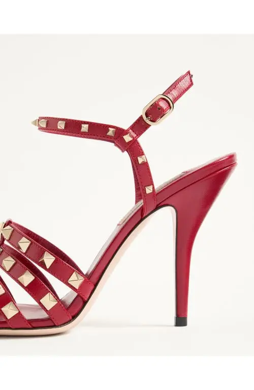 Valentino Garavani Rockstud Ankle Strap Sandal - Red