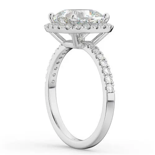 ALLUREZ 14k White Gold Cushion Cut Halo Lab Diamond Engagement Ring