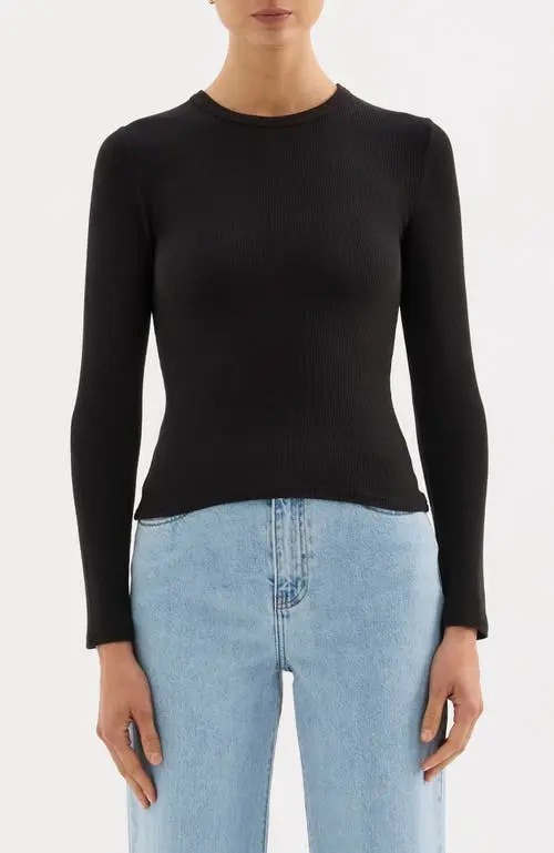 Nude Lucy Ribbed Long Sleeve Crewneck Tee - Black