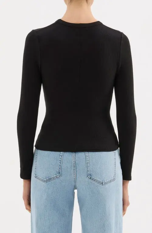 Nude Lucy Ribbed Long Sleeve Crewneck Tee - Black