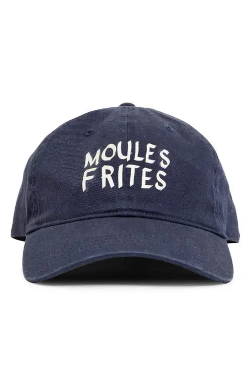 Clare V. Moules Frites Embroidered Baseball Cap - Navy