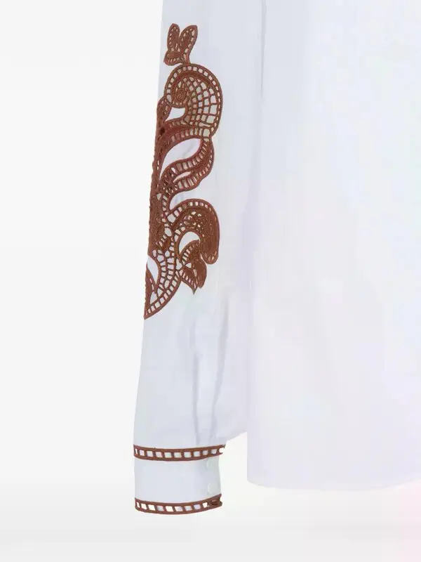 ERMANNO FIRENZE Embroidery Cold-shoulder Blouse