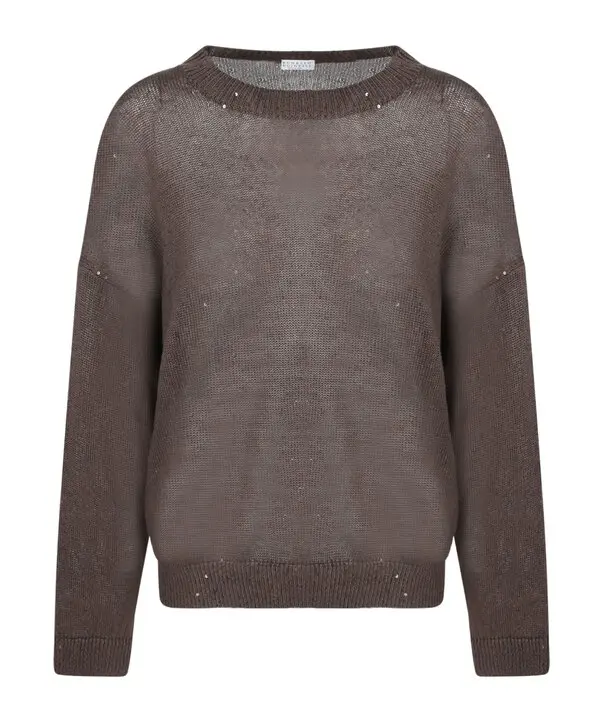 Brunello Cucinelli Long Sleeved Knitted Sweater - Brown