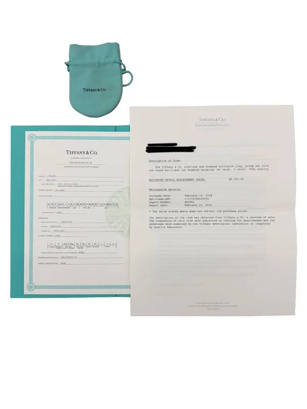 Tiffany & Co. 0.84 Ct Round Brilliant Diamond Solitaire Engagement Ring