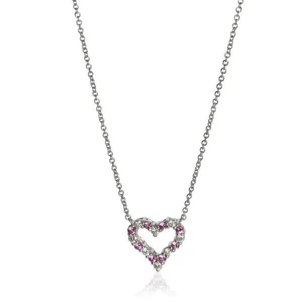 Tiffany & Co. Pink Sapphire And Diamond Heart Necklace - Platinum