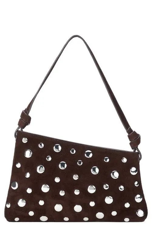 Staud Dani Mini Leather Shoulder Bag With Grommets - Espresso Studs