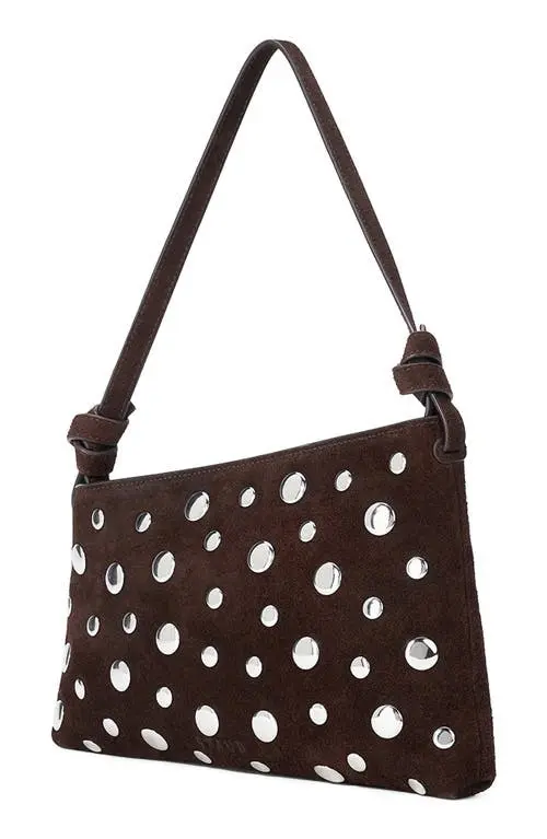 Staud Dani Mini Leather Shoulder Bag With Grommets - Espresso Studs