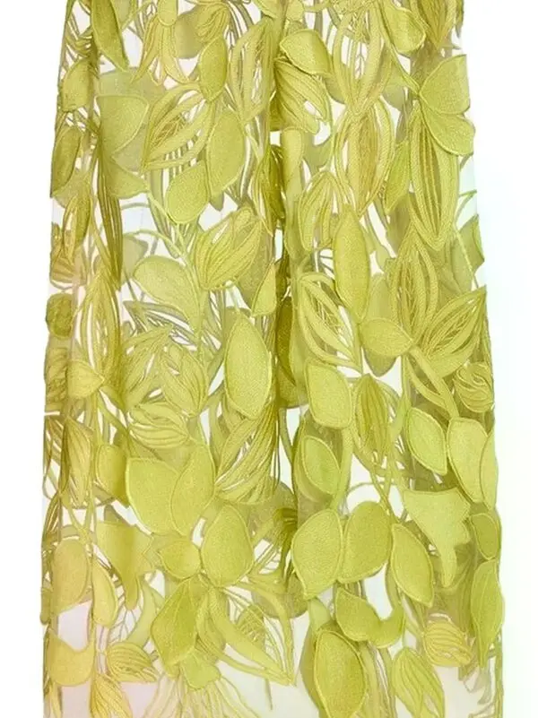 Elie Saab Embroidered Tulle Maxi Dress - Green