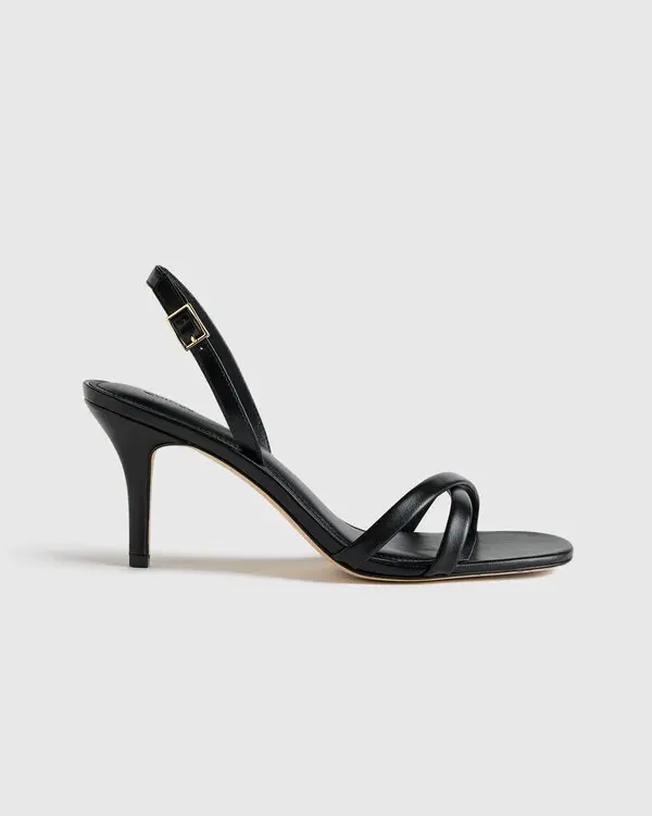 Quince Italian Leather 75mm Slingback Heeled Sandal - Black
