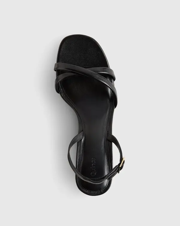 Quince Italian Leather 75mm Slingback Heeled Sandal - Black