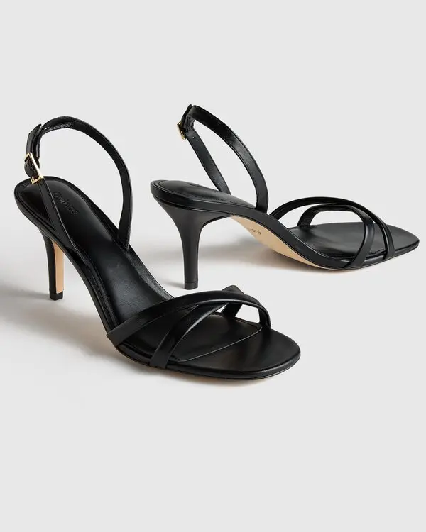 Quince Italian Leather 75mm Slingback Heeled Sandal - Black