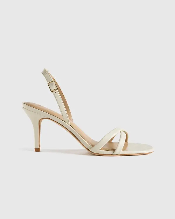 Quince Italian Leather 75mm Slingback Heeled Sandal - Bone
