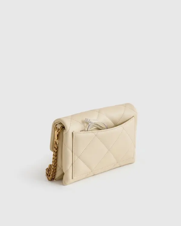 Quince Italian Leather Diamond Quilted Wallet Crossbody With Chain Strap