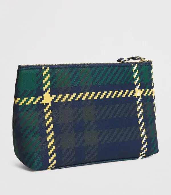 Harrods Small Tartan Logo Pouch - Navy