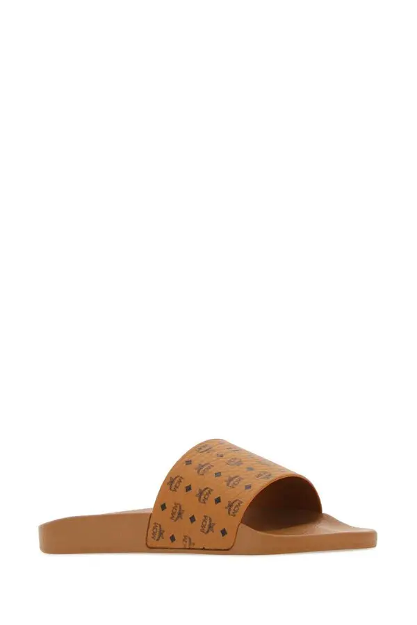 Mcm Camel Canvas Slippers