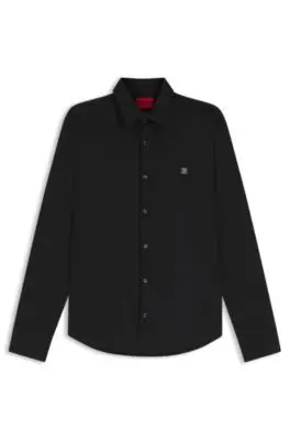 Hugo Slim-fit Shirt In Stretch-cotton Canvas