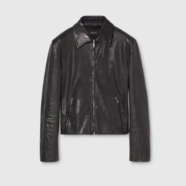 Gucci Washed Stretch Nappa Leather Jacket - Black