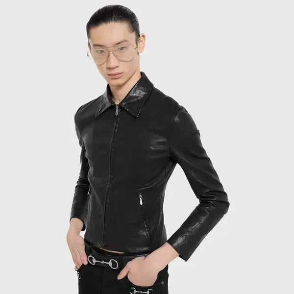 Gucci Washed Stretch Nappa Leather Jacket