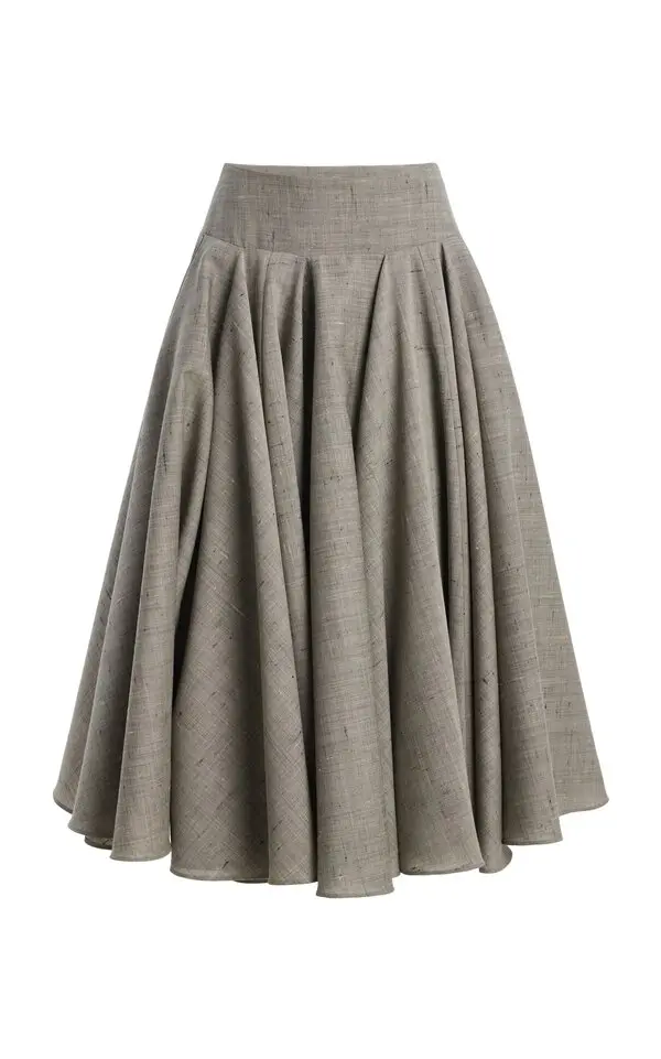 KALLMEYER Tatiana Speckled Wool Flare Maxi Skirt - Silver