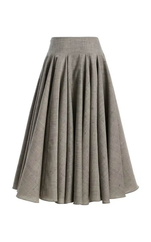 KALLMEYER Tatiana Speckled Wool Flare Maxi Skirt