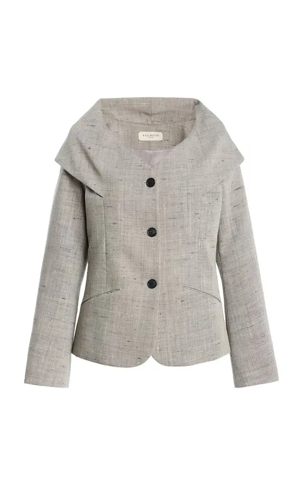 KALLMEYER Ansel Speckled Wool Shawl Blazer - Silver