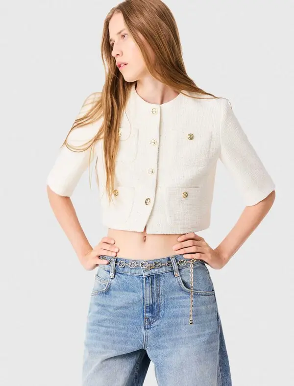 Maje Short-sleeved Tweed Jacket
