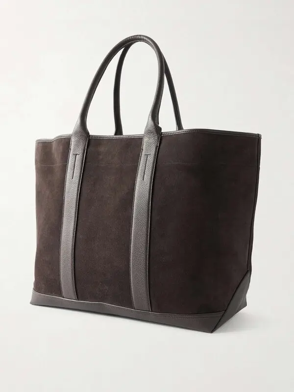 TOM FORD Leather-trimmed Suede Weekend Bag