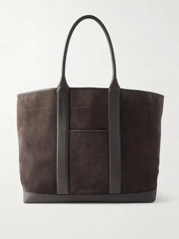 TOM FORD Leather-trimmed Suede Weekend Bag - Brown