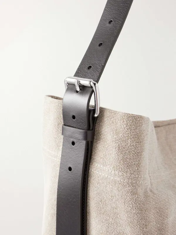LEMAIRE Leather-trimmed Canvas Tote Bag