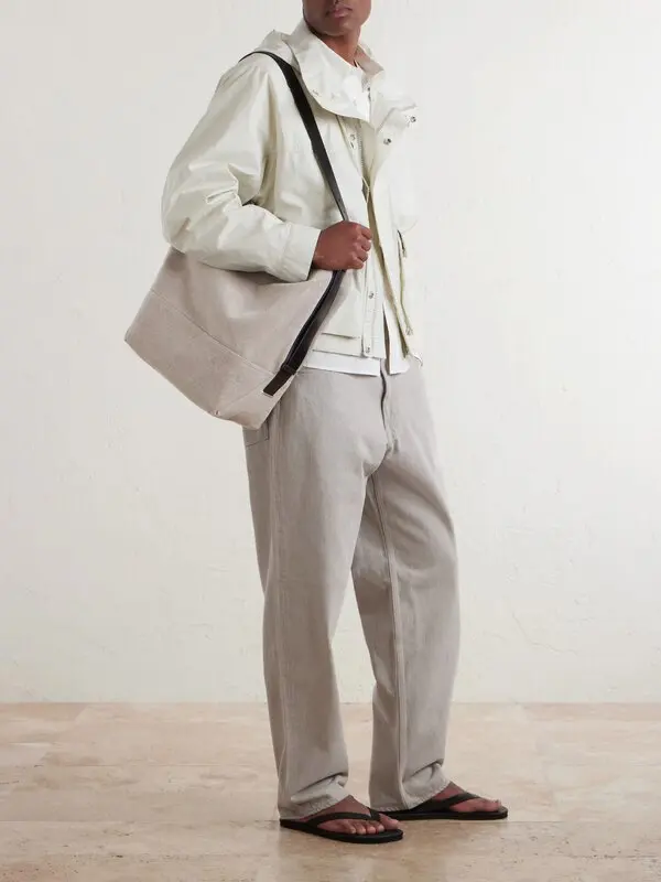 LEMAIRE Canvas Tote Bag With Leather Trim - Neutrals
